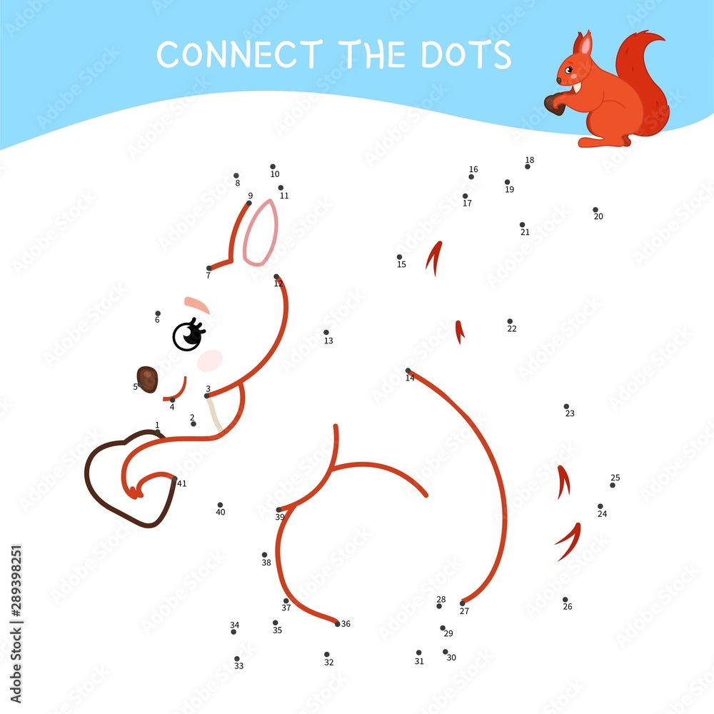 Educational game for kids. Dot to dot game for children. Forest animals ...