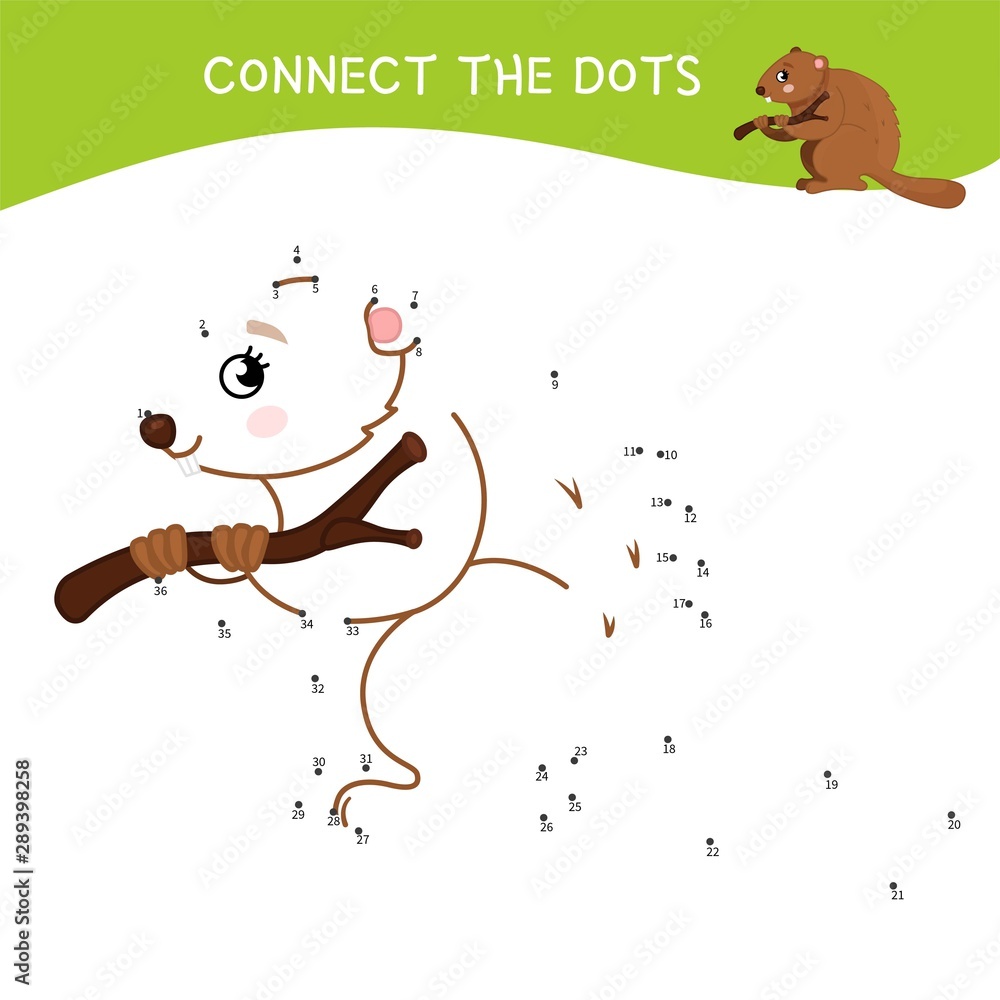 Educational game for kids. Dot to dot game for children. Forest animals ...