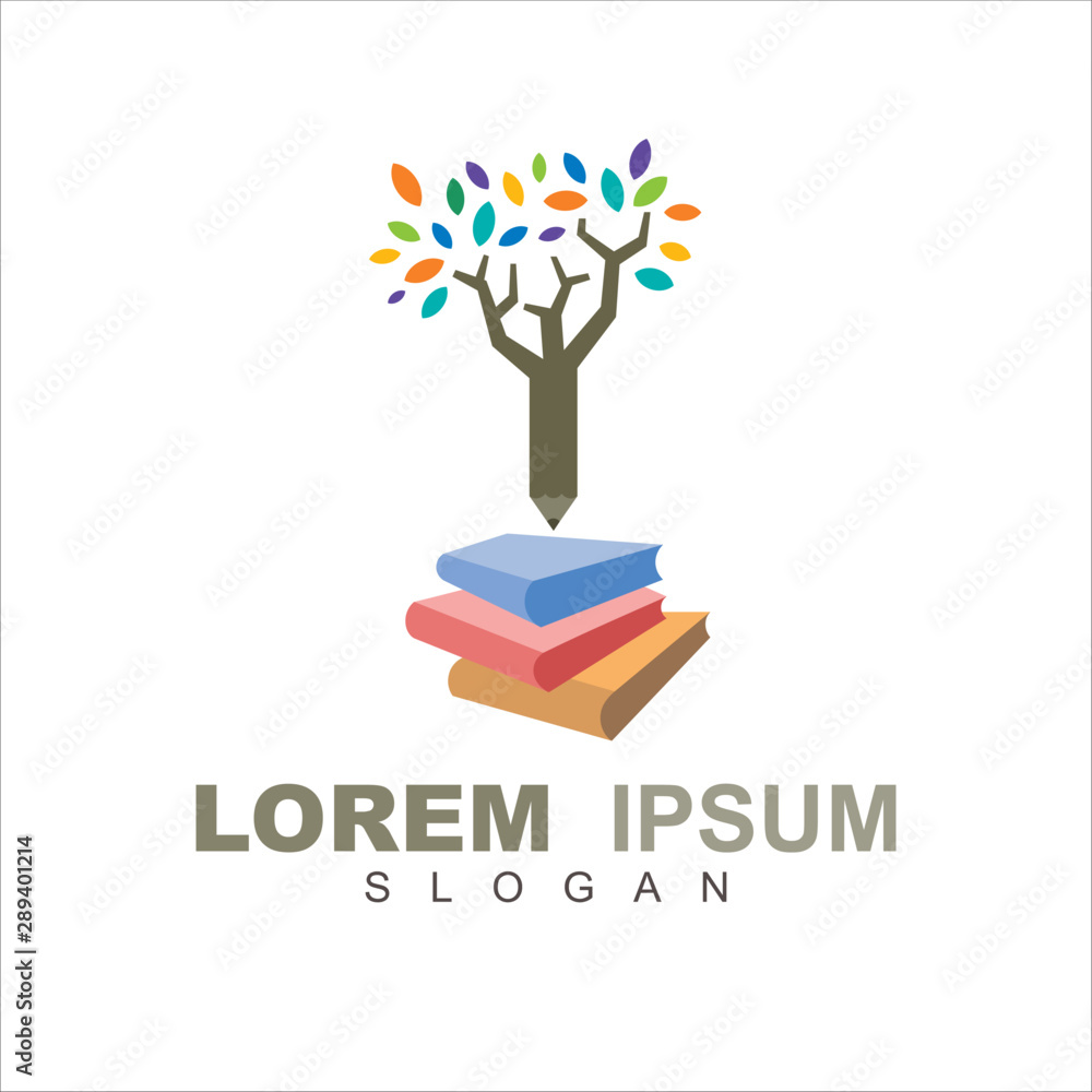 tree logo with education icon, vector illustration, logo concept for ...