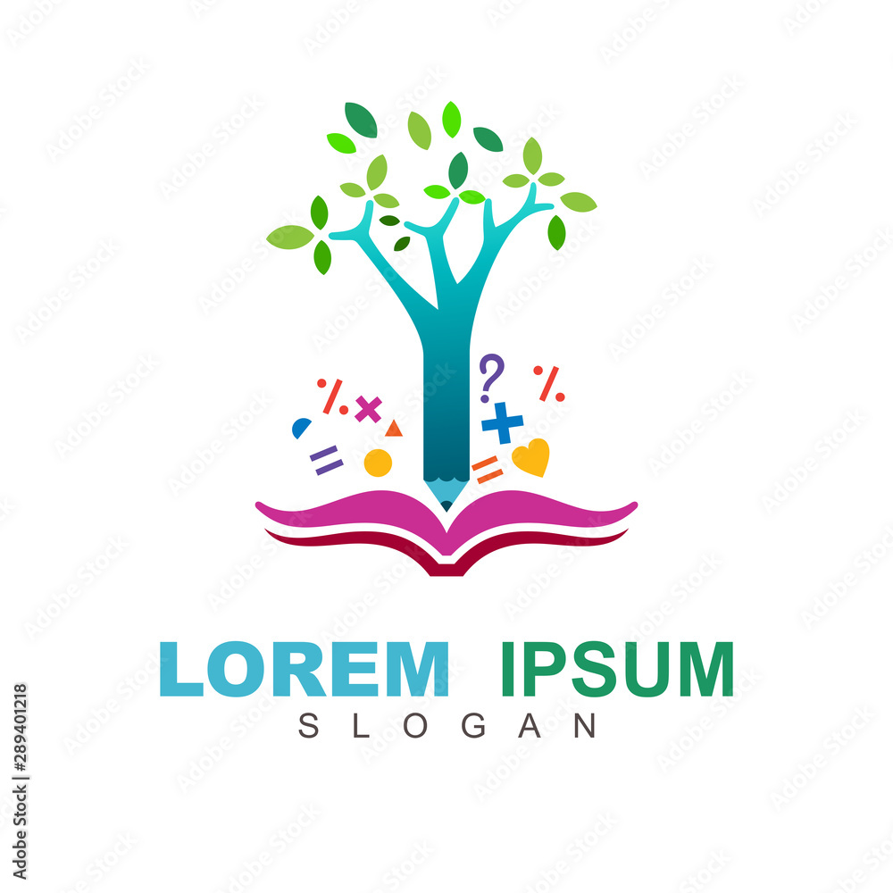 tree logo with education icon, vector illustration, logo concept for ...