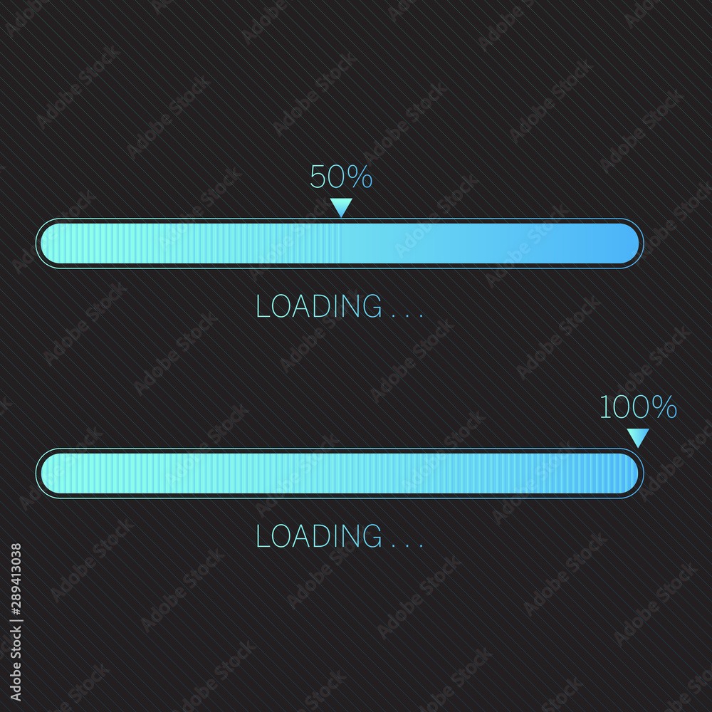 Neon blue progress loading bar vector illustration Stock Vector | Adobe ...