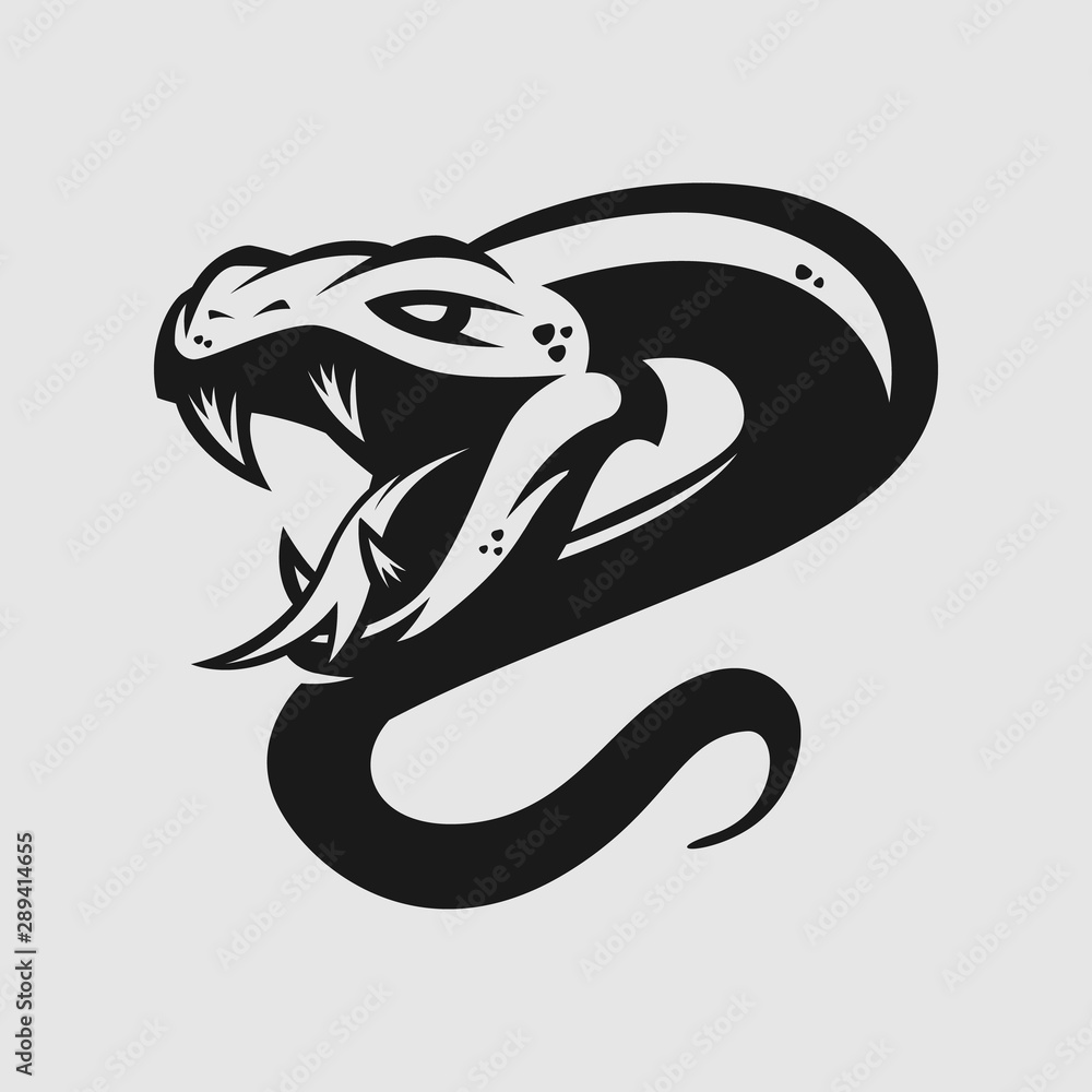 Viper head logo gaming esport in black and white Stock Vector | Adobe Stock