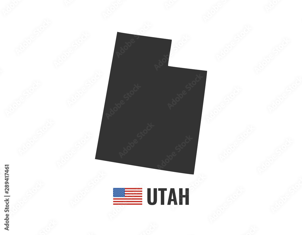 Utah map isolated on white background silhouette. Utah USA state ...
