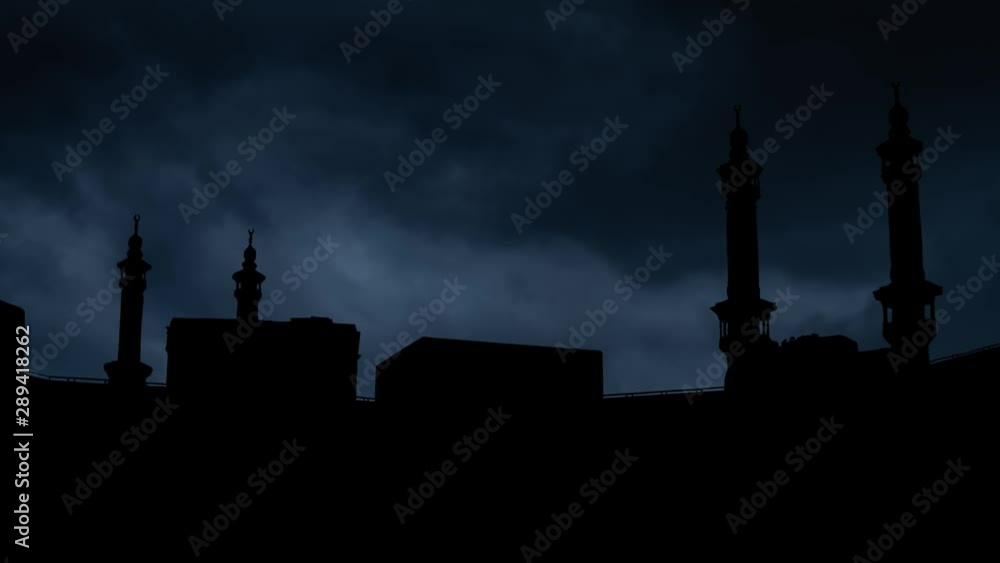 Kaaba in Makkah, Great Mosque of Mecca Masjid Al Haram, Thunderstorm ...