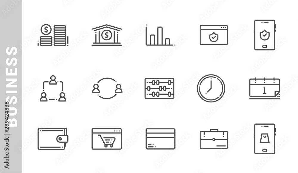 business icon set. Outline Style. each made in 64x64 pixel Stock Vector ...