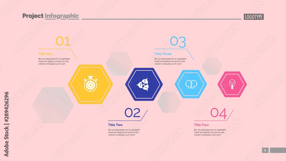 Hexagon graphic chart slide template. Business data. Graph, diagram ...