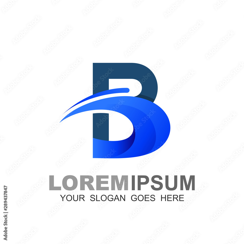Blue wave logo design, letter b with wave water shape, line and wave ...