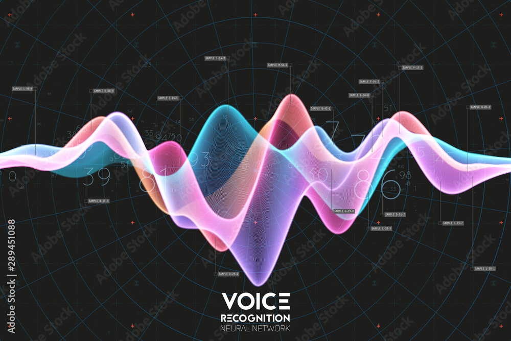 Vector echo audio wavefrom. Abstract music waves oscillation ...