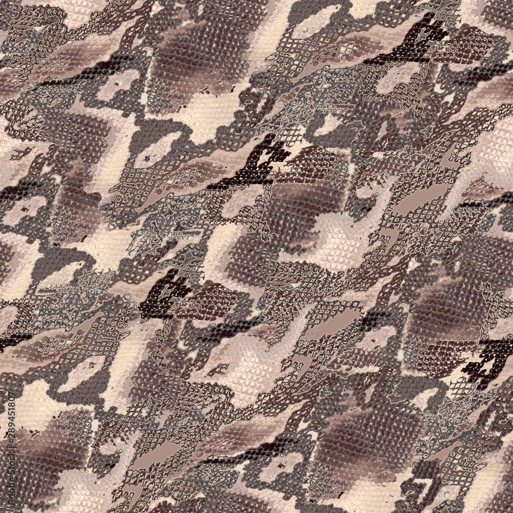 Snake skin seamless pattern with watercolor effect. Beige, brown ...