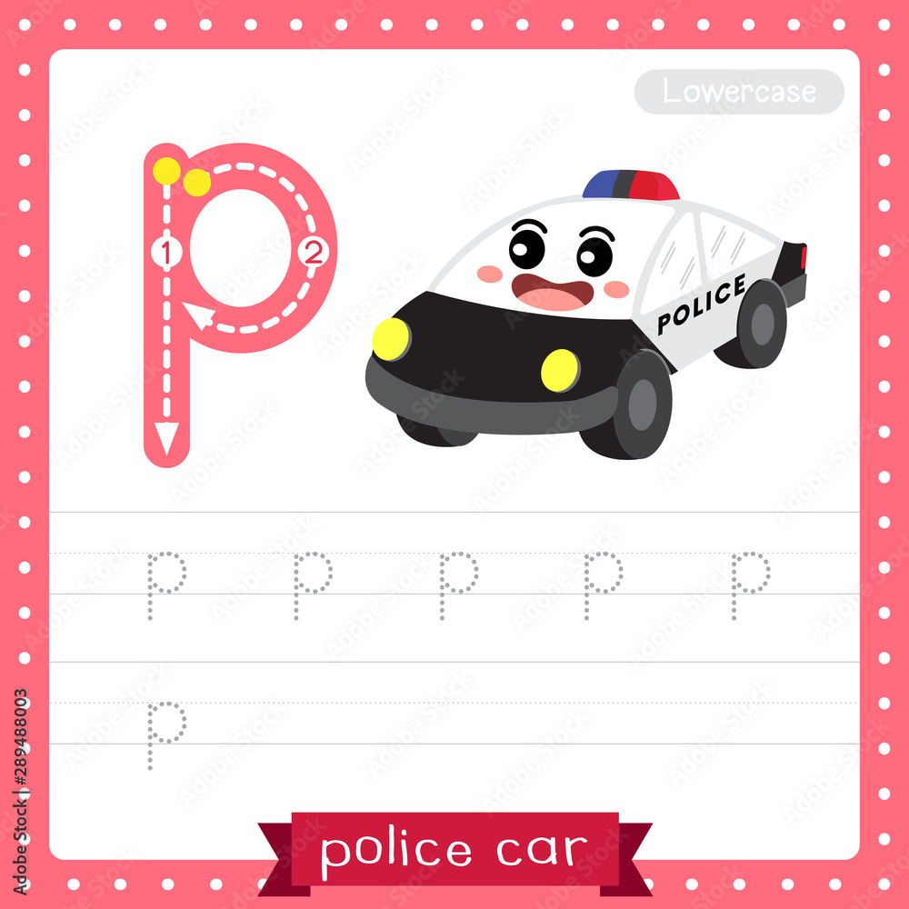 Letter P lowercase tracing practice worksheet. Police Car Stock Vector ...