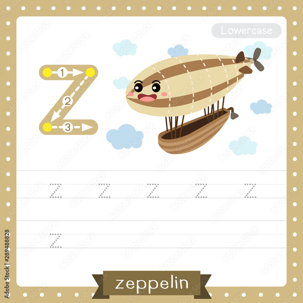 Letter Z lowercase tracing practice worksheet. Zeppelin Stock Vector ...