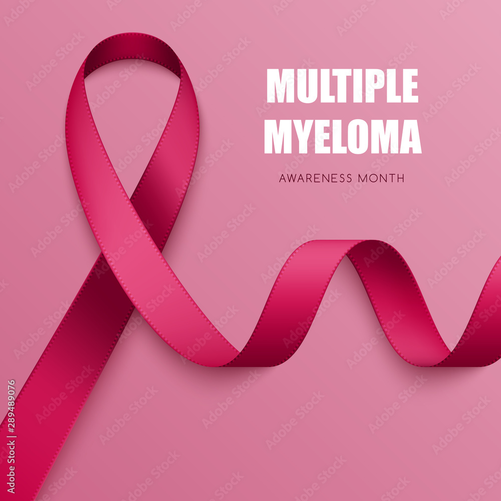 Realistic burgundy ribbon. Symbol of multiple myeloma, meningitis ...