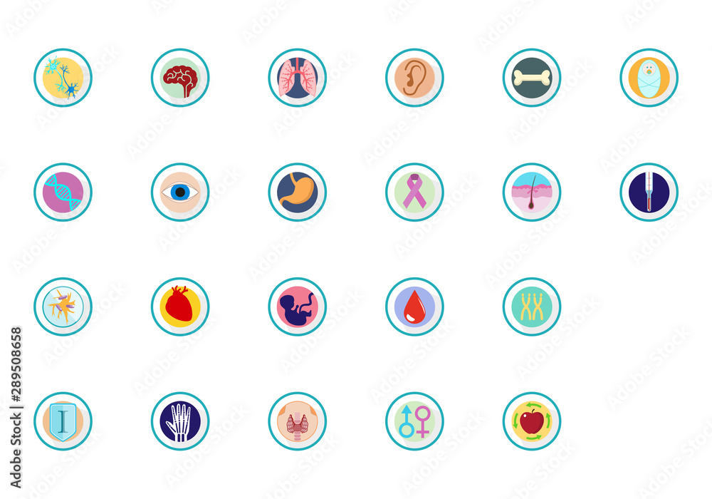 Vector illustration of icons, logo or pictograms of human body organs ...