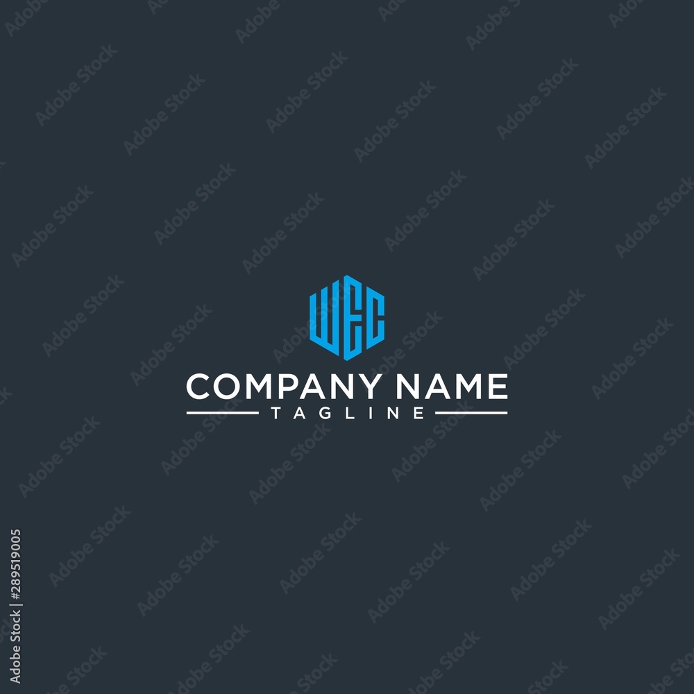 WEC letter logo in the form of hexagons and cube logos with letter ...