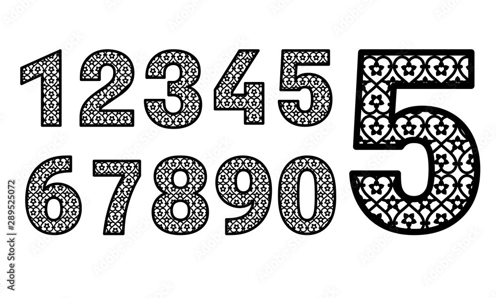 Set Of Numbers 1 2 3 4 5 6 7 8 9 0 For Laser Cutting Numeral