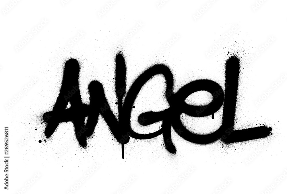 graffiti angel word sprayed in black over white Stock Vector | Adobe Stock