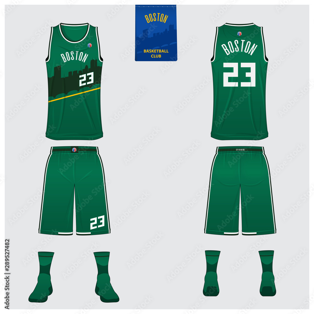 Boston basketball uniform mockup template design for basketball club ...