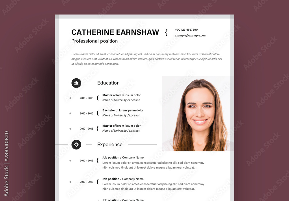 Resume Layout with Grey Frame Stock Template | Adobe Stock