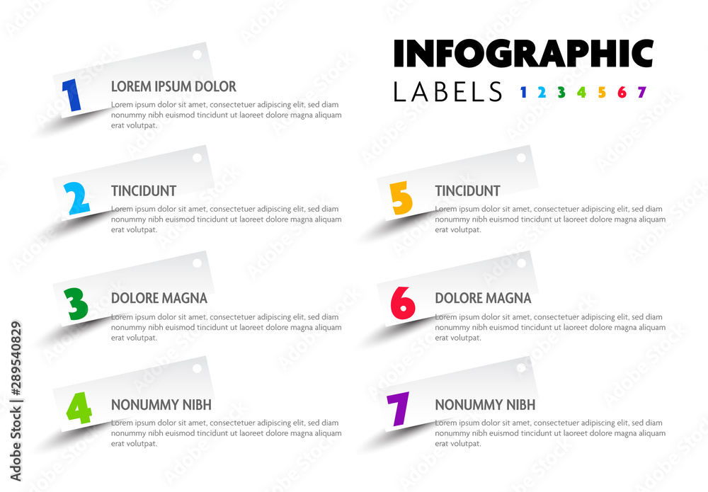 Info Chart Layout with Seven Colorful Options Stock Template | Adobe Stock