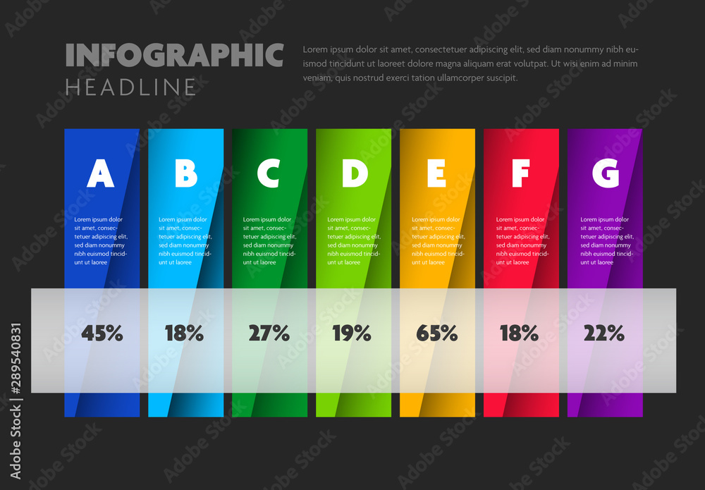 Dark Info Chart Layout with Bright Colors Stock Template | Adobe Stock