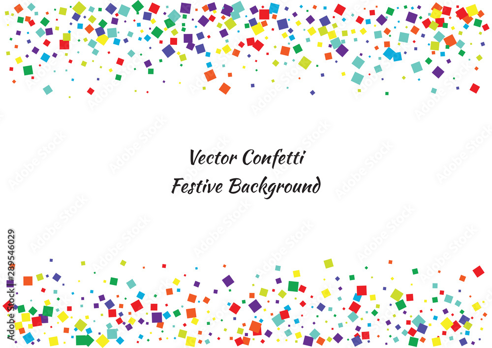 Festive color square confetti background. Abstract frame confetti ...