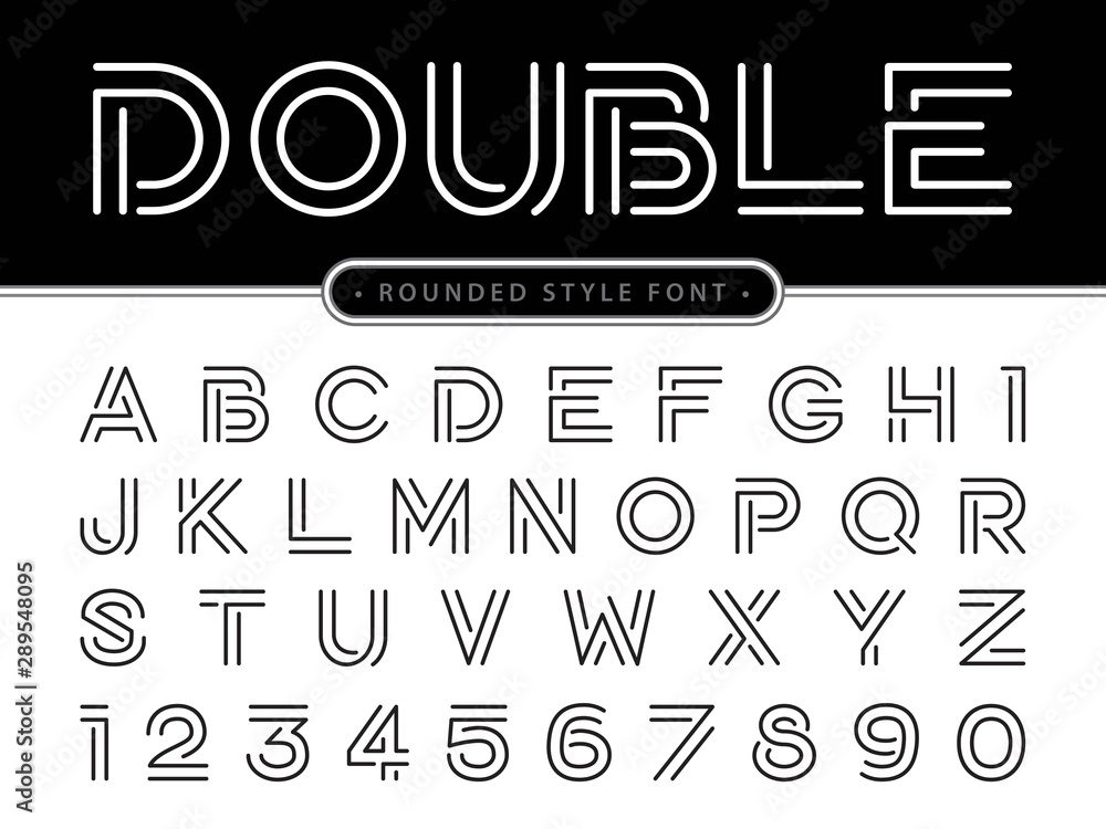 Vector Of Modern Alphabet Letters And Numbers Parallel Lines Stylized