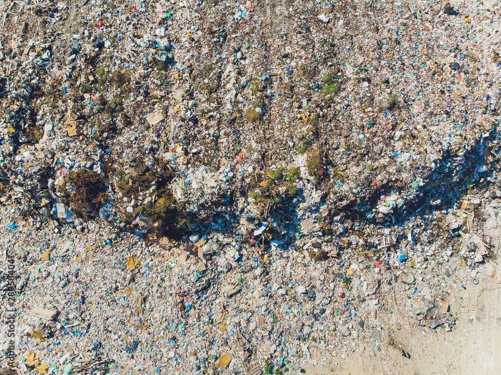 Mountain garbage, large garbage pile, degraded garbage. Pile of stink ...