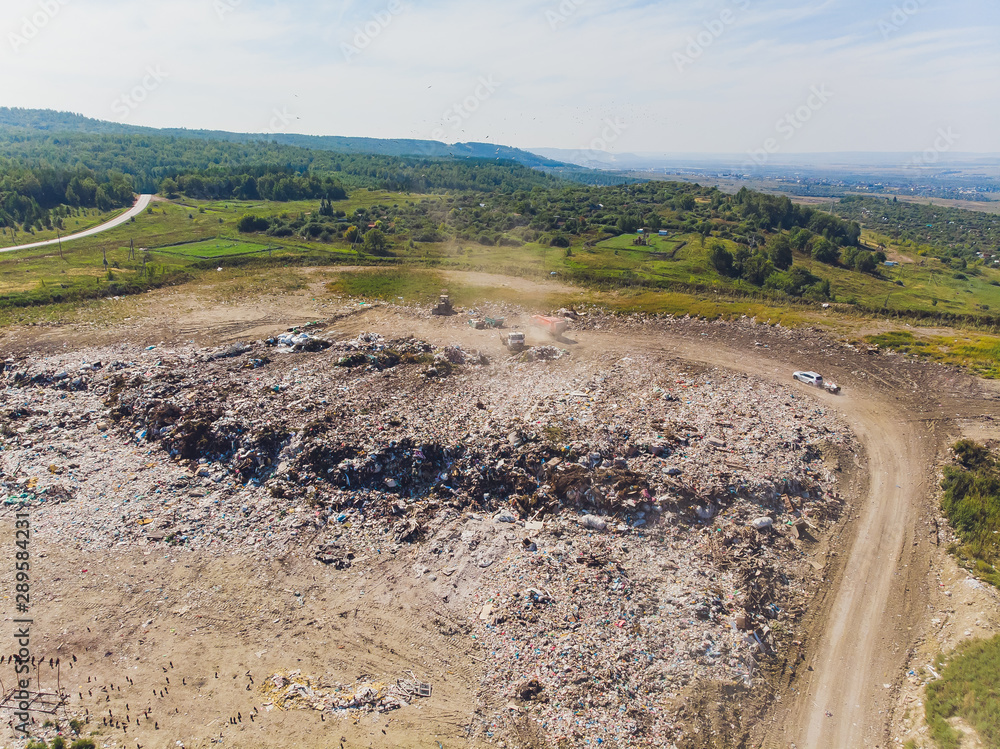 Mountain garbage, large garbage pile, degraded garbage. Pile of stink ...