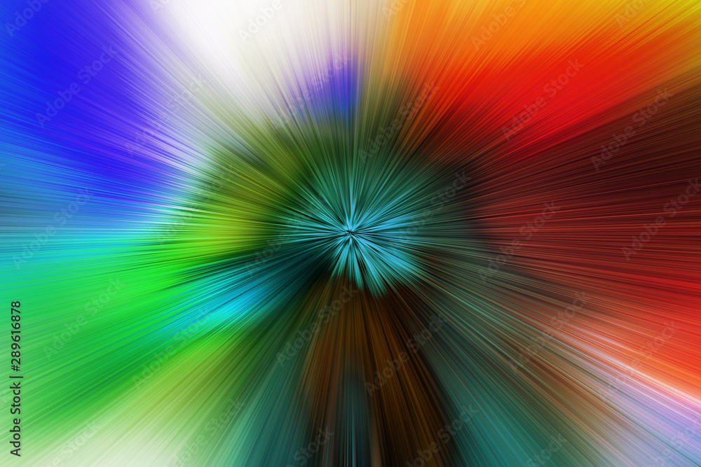 abstract fast speed motion through the color radial blur background ...