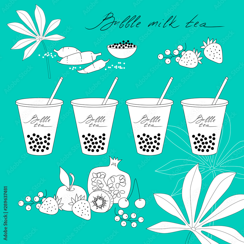 bubble milk tea, tapioca root, tapioca drink, tapioca plant, manioc ...