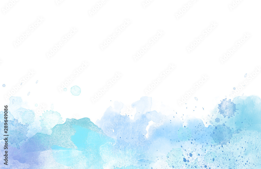 Light Blue Watercolor paint border isolated on white Stock Illustration ...