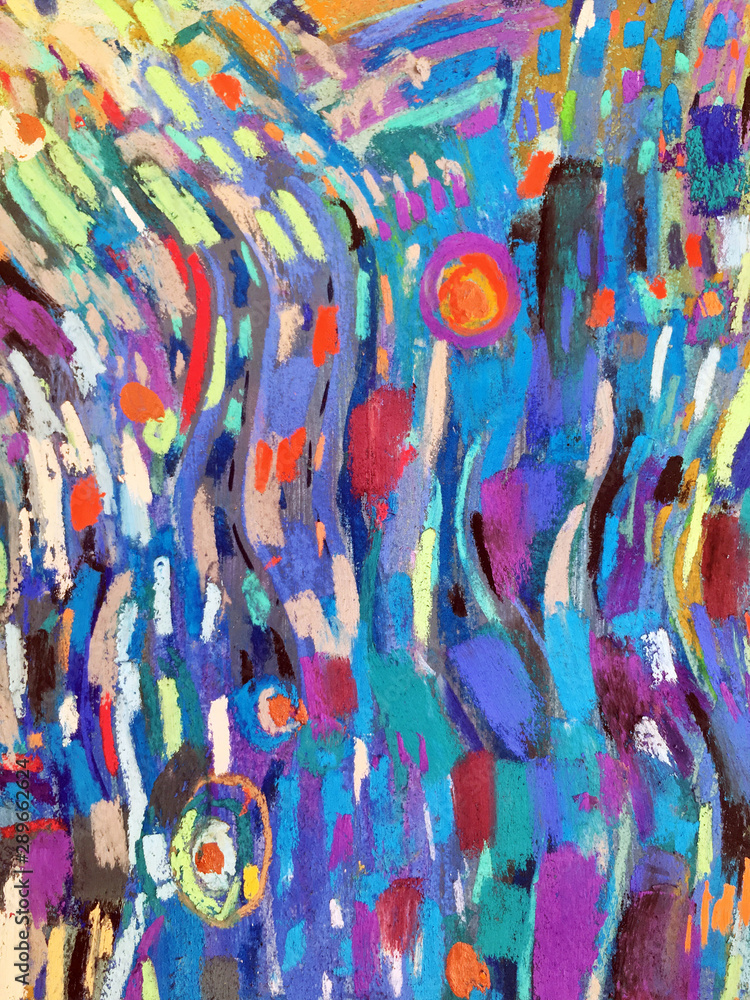 Abstract expressionism style with light clouds, blue sky. Modern ...