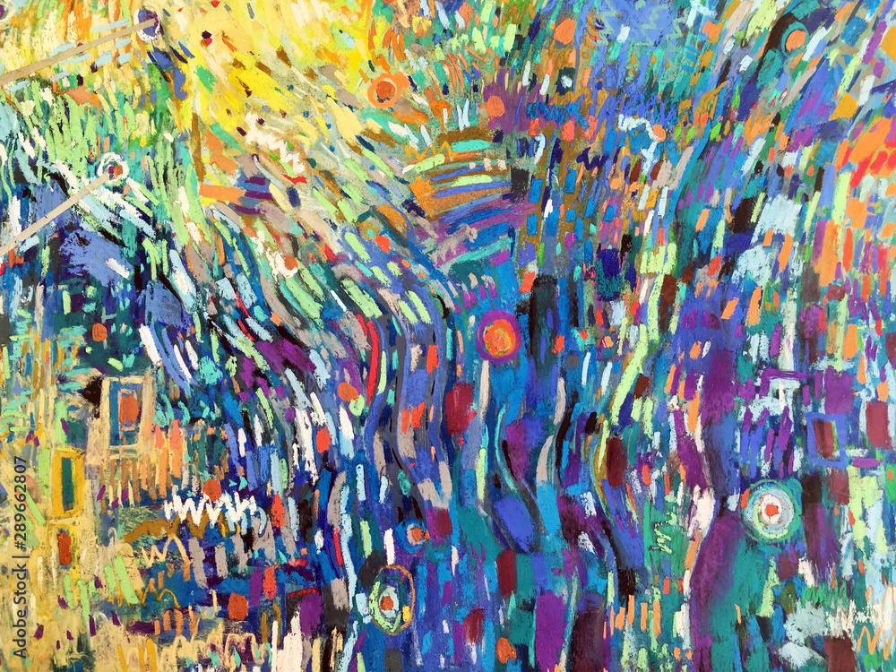 Abstract expressionism style with light clouds, blue sky. Modern ...