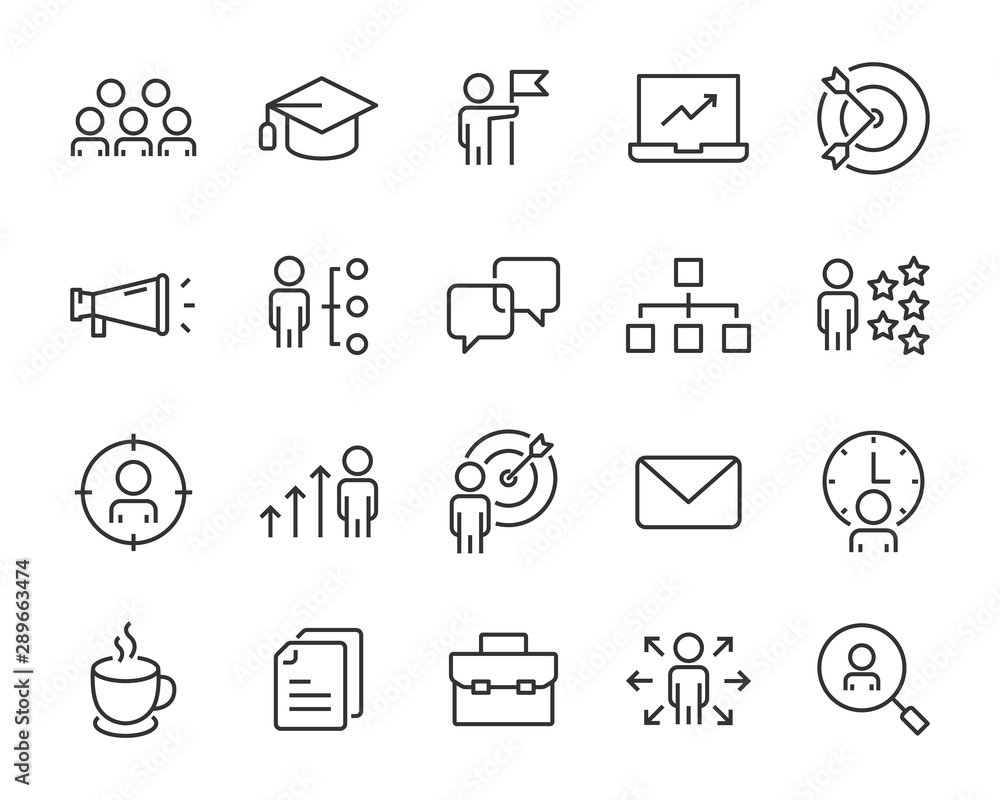 set of job icons, business, management, company, hr, human resource ...
