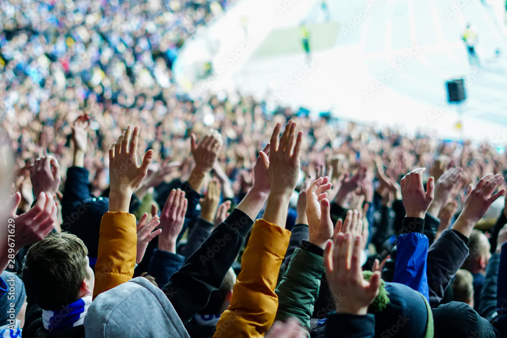 Football fans clapping on the podium of the stadium Stock Photo | Adobe ...