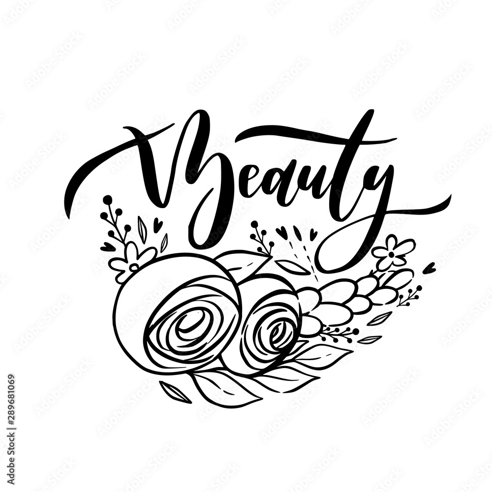 Beautiful Lettering word - Beauty with decor. Lettering with abstract ...