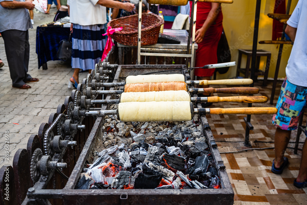 Preparation of the famous, traditional and delicious Hungarian Chimney ...