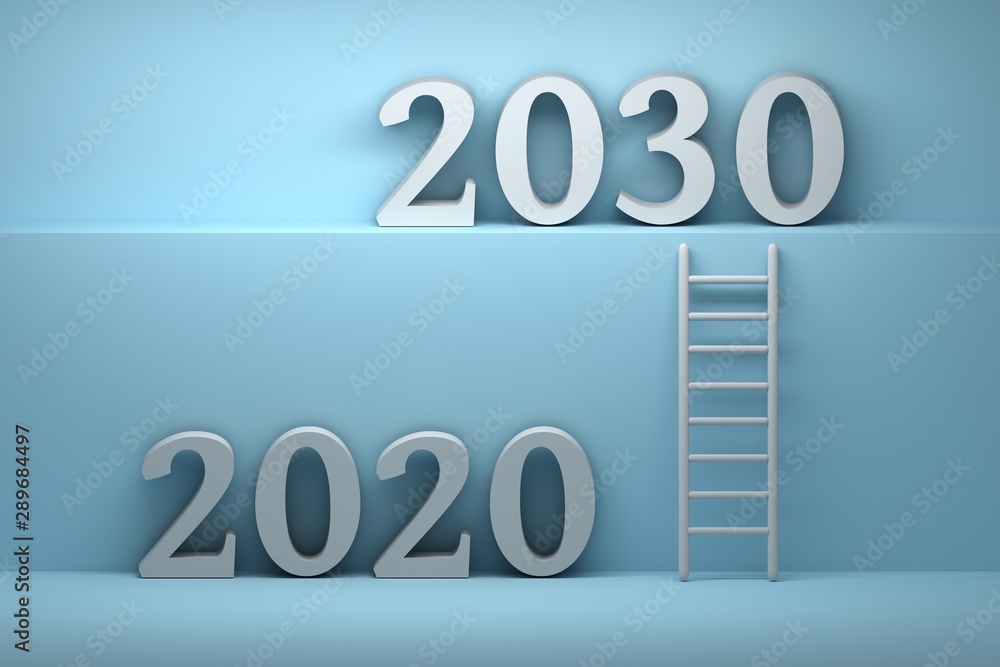 Concept way from 2020 to 2030 - future development business concept ...