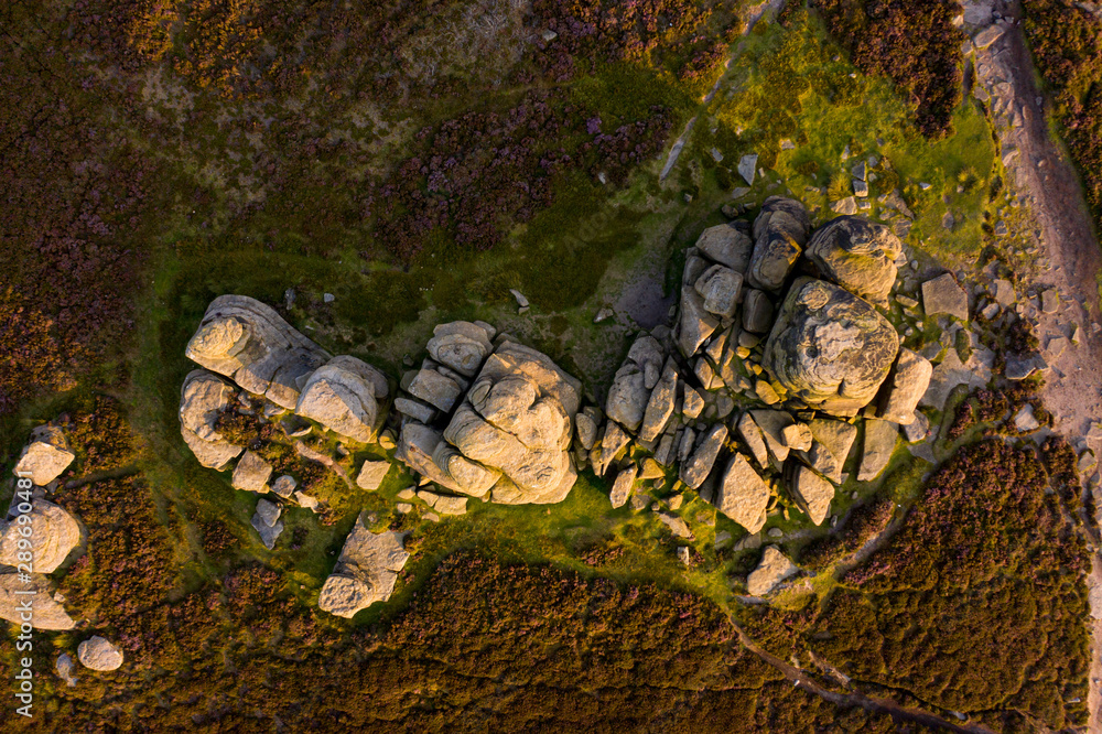 Beautiful sunset over the Wheel Stones found near Derwent Edge in the ...