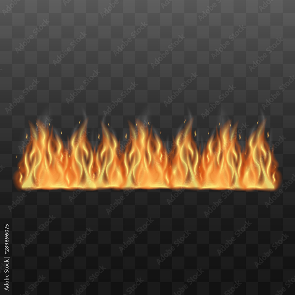 Bonfire flame burning line 3d realistic vector illustration isolated on ...