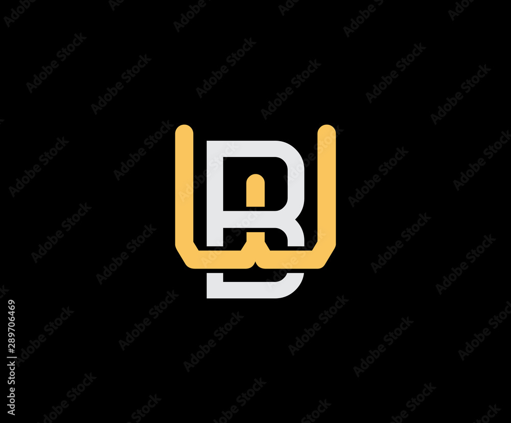 Letter W and B, WB, BW, overlapping interlock logo, monogram line art ...
