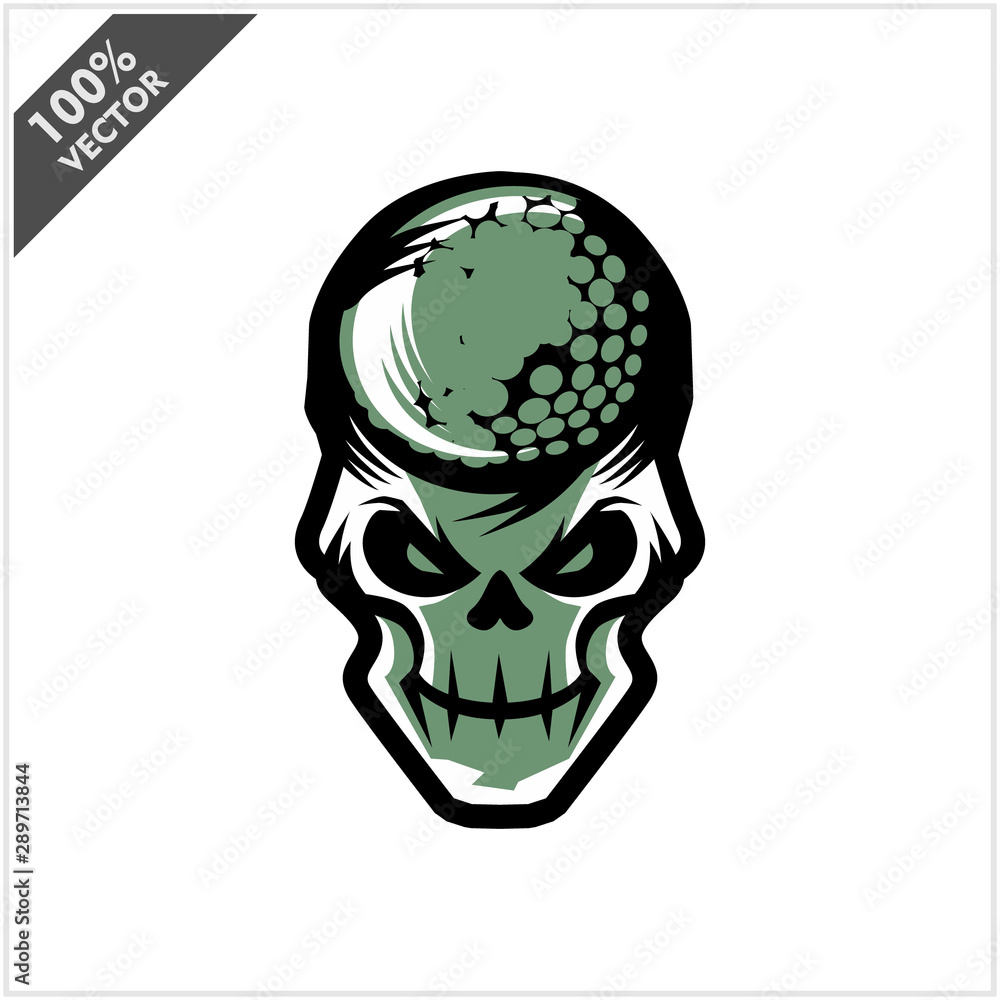 Golf skull Head Logo Vector Stock Vector | Adobe Stock