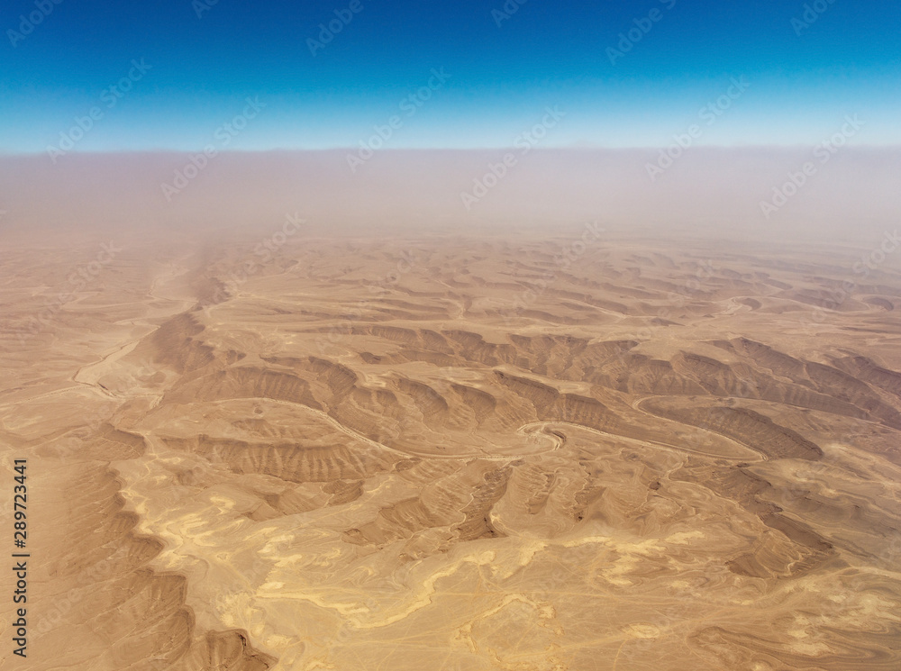Aerial view of Libyan Desert - the northern and eastern part of the ...