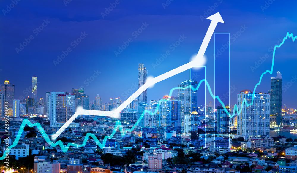 Stock market or financial growth concept, Stock Graph chart line growth ...