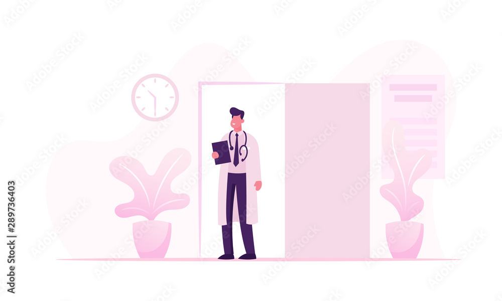 Health and Medicine Concept with Young Doctor in White Robe and ...