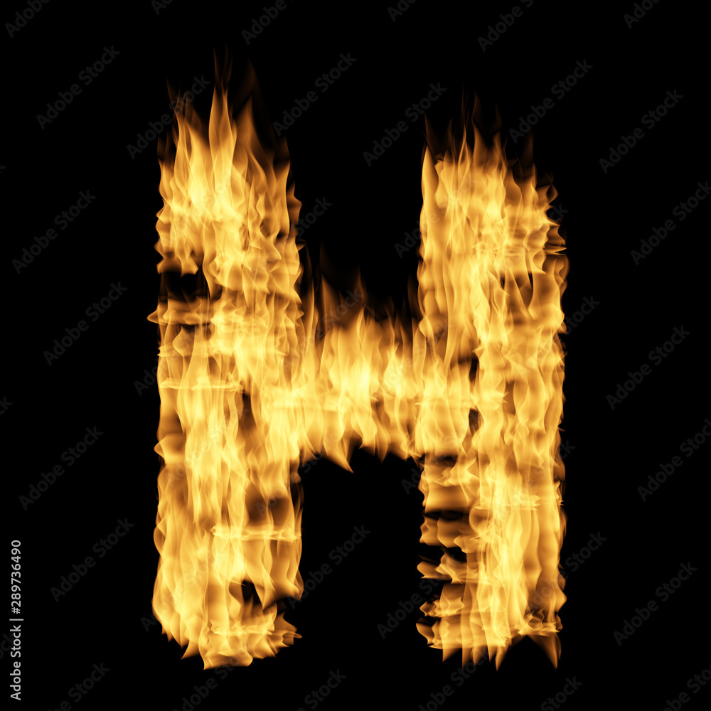 Flame letter H isolated on the black background Stock Illustration ...