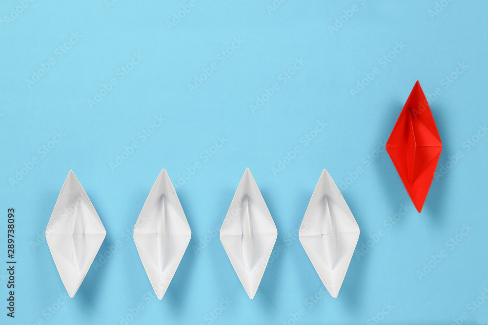 paper boat race Stock Photo | Adobe Stock