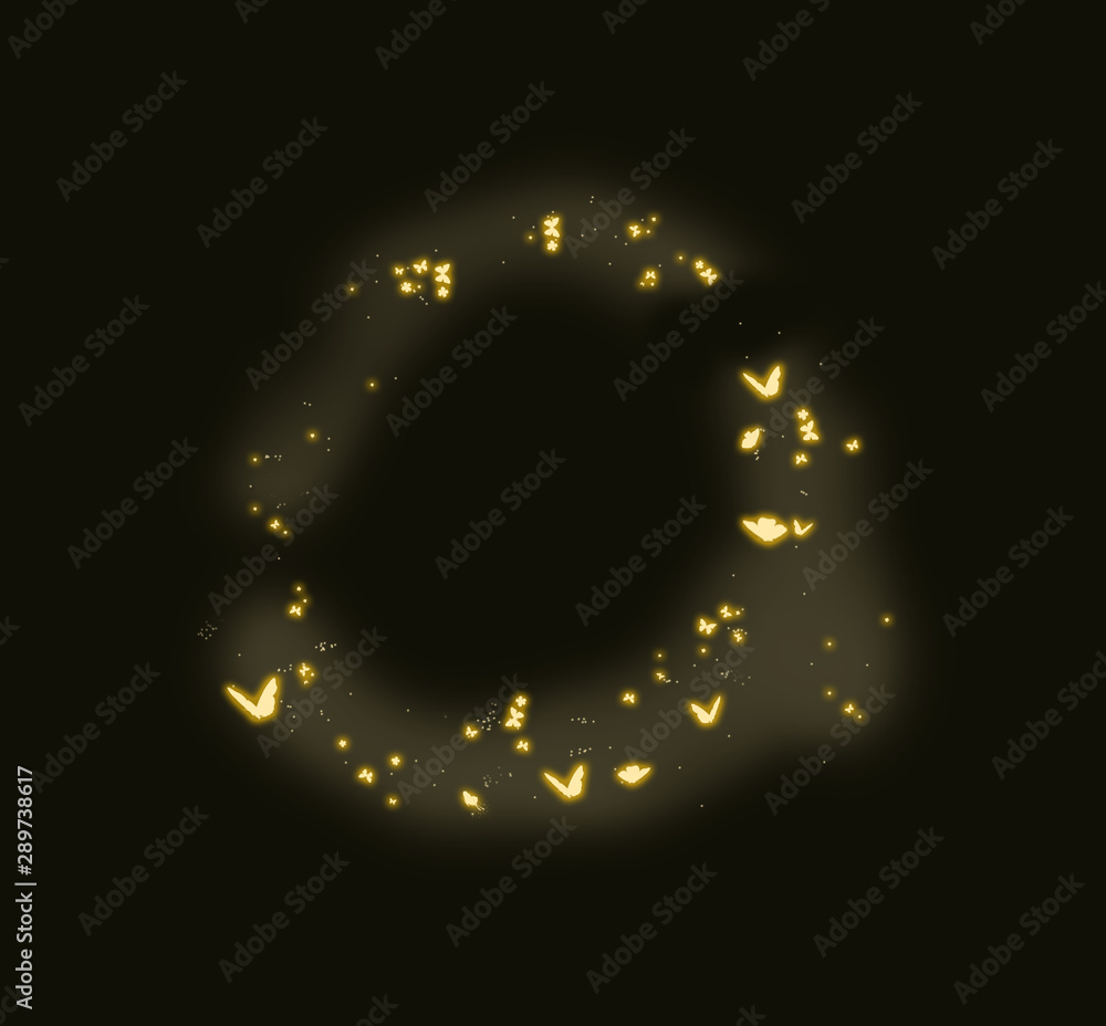 Firefly superimposed, black background fireflies, overlay mode Stock ...
