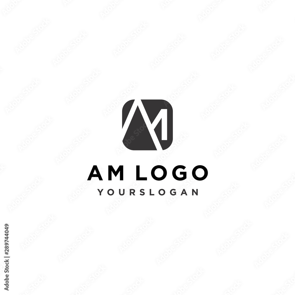 AM Letter Logo Design with white square and Sans Serif Font Vector ...