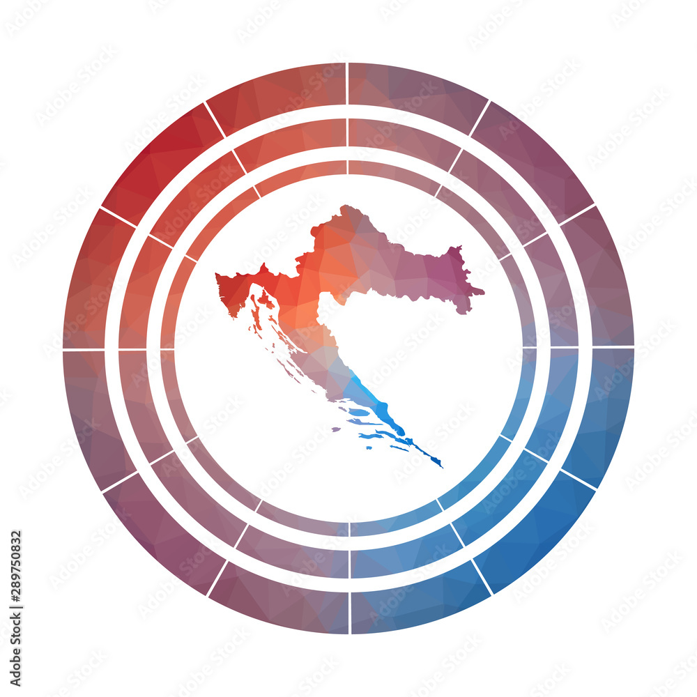 Croatia badge. Bright gradient logo of country in low poly style ...